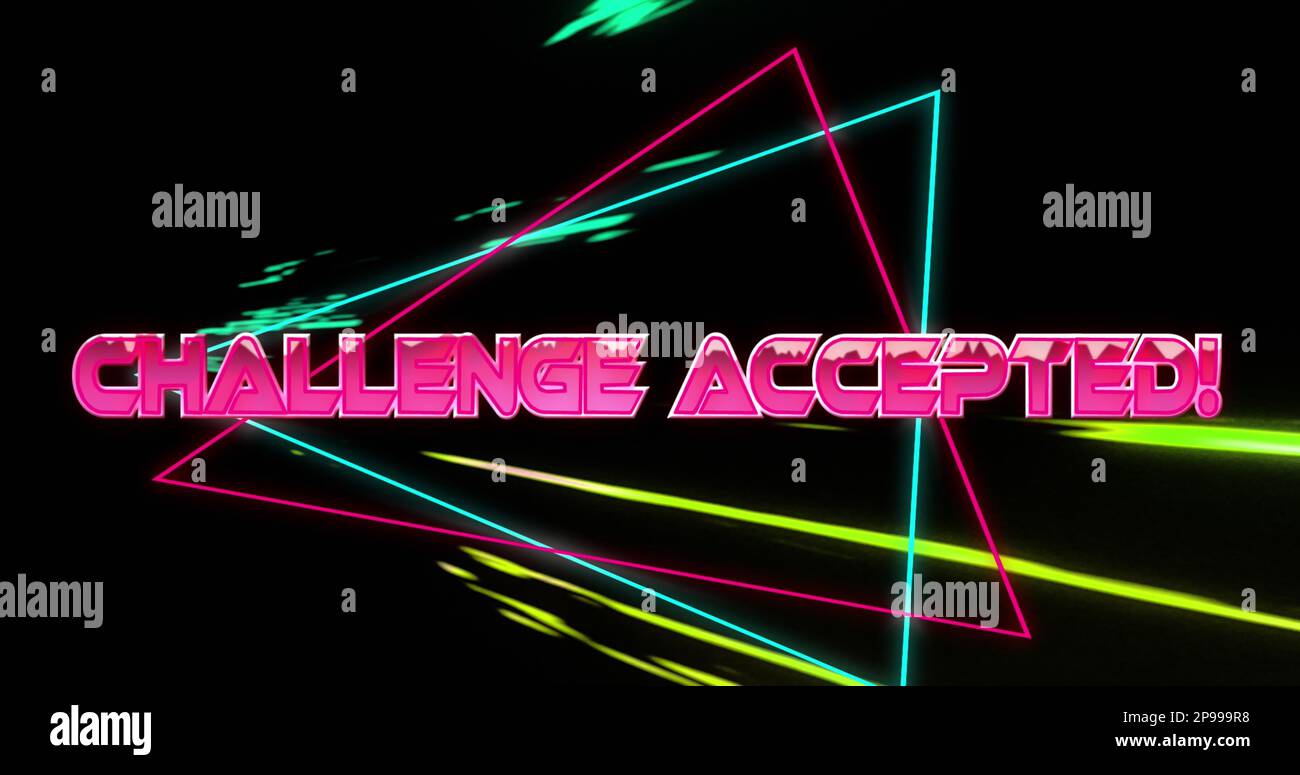 Composition of challenge accepted text over black background Stock Photo - Alamy