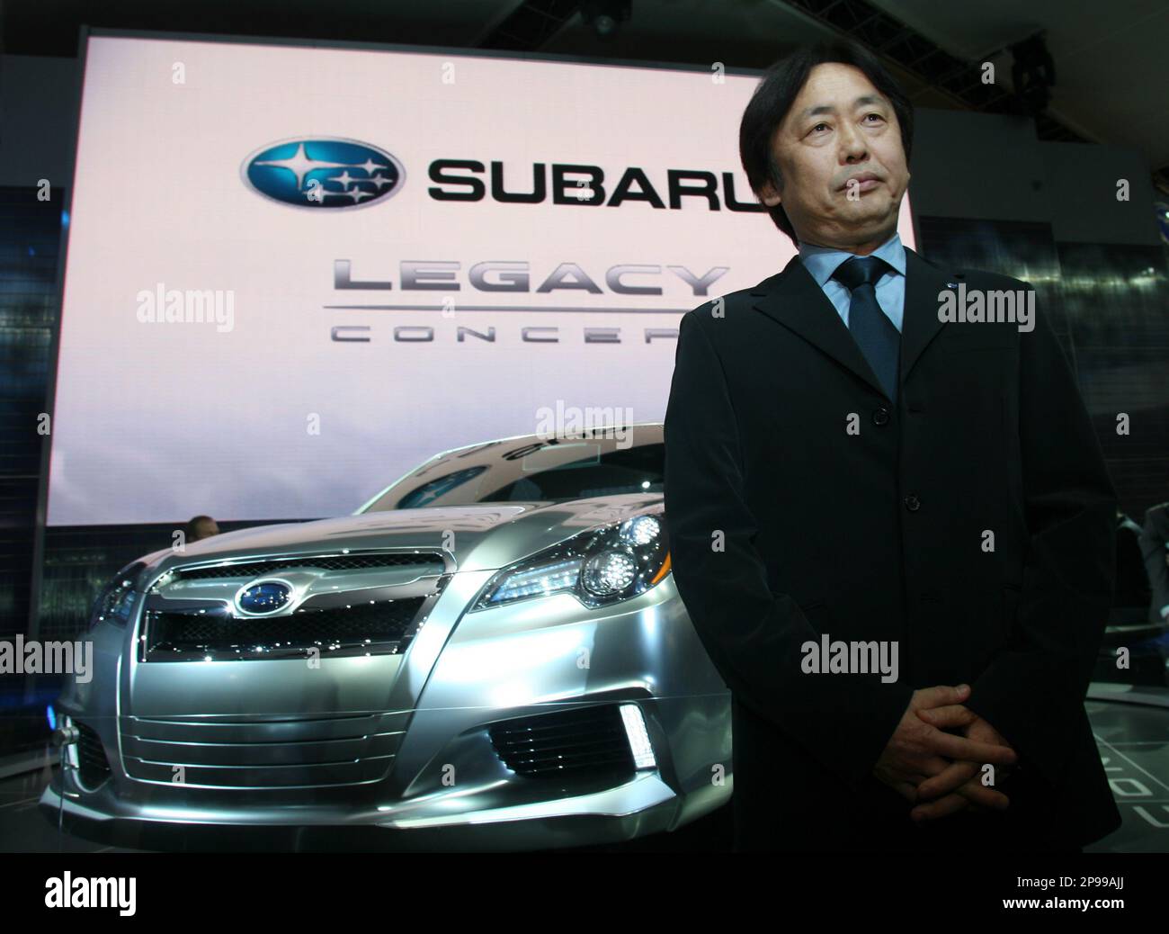 Osamu Nambu, general manager of Subaru Design, poses in front of the ...