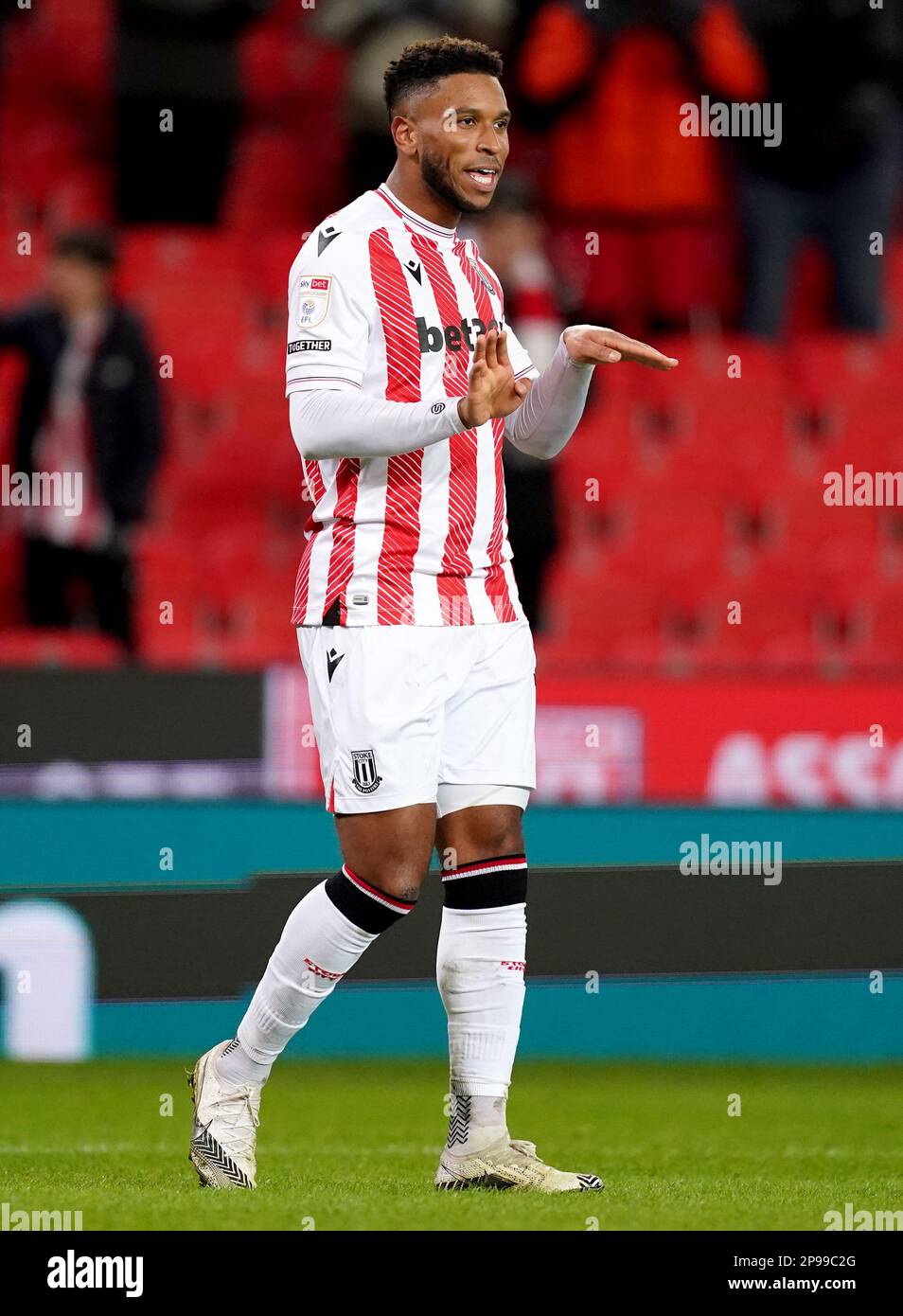 Stoke City's Tyrese Campbell celebrates scoring his sides third goal ...
