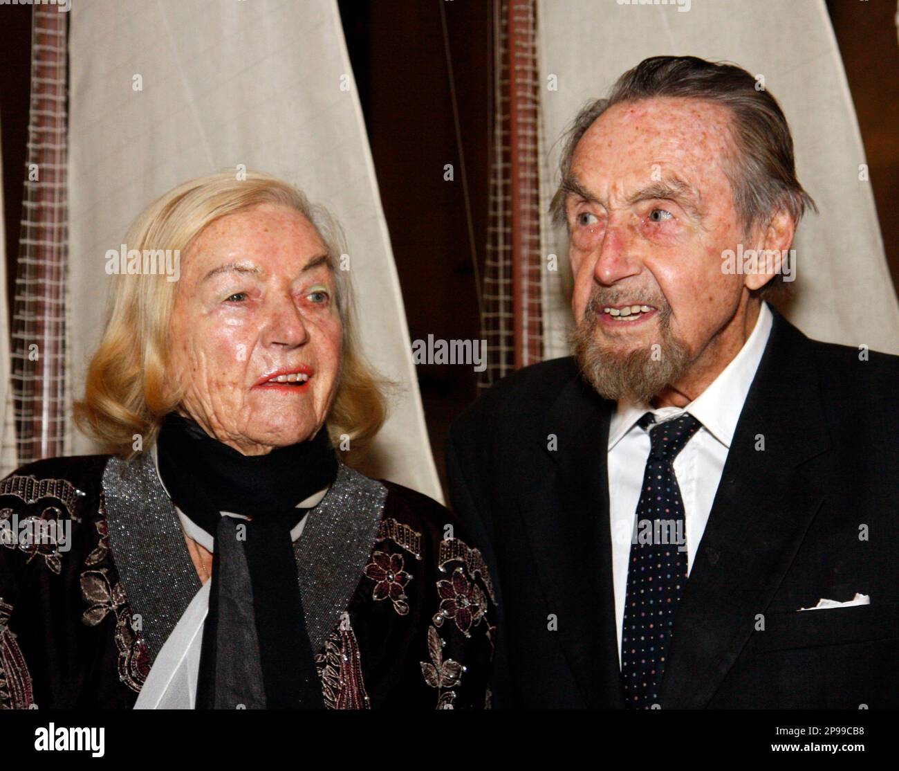 Austrian marine researcher Hans Hass, right, and his wife Lotte Hass ...