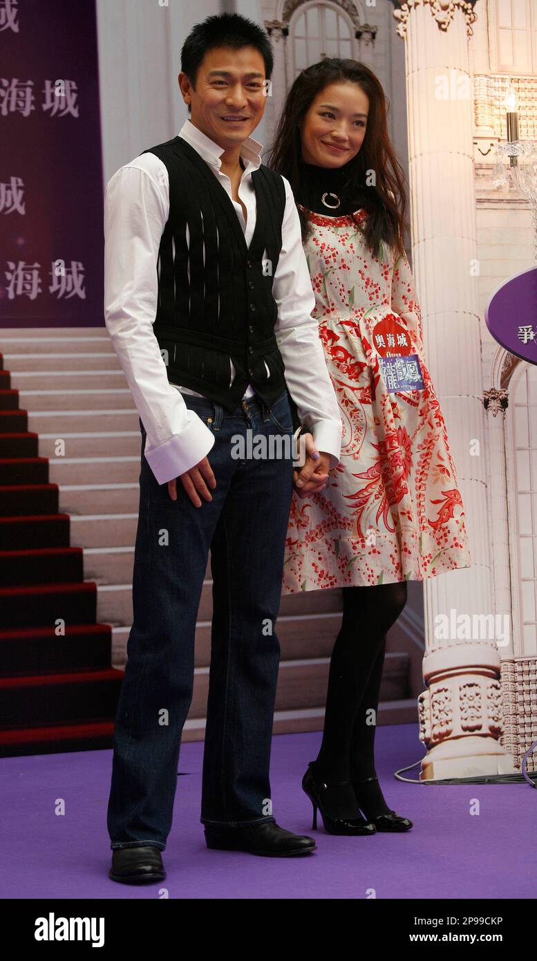 Hong Kong actor Andy Lau and Taiwanese actress Shu Qi pose for ...
