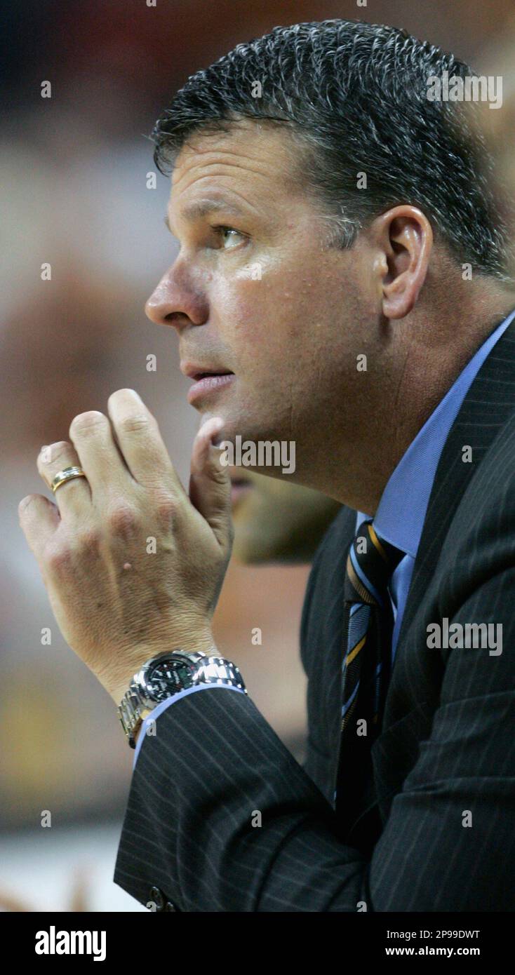 Iowa State head coach Greg McDermott watches the action from the bench ...
