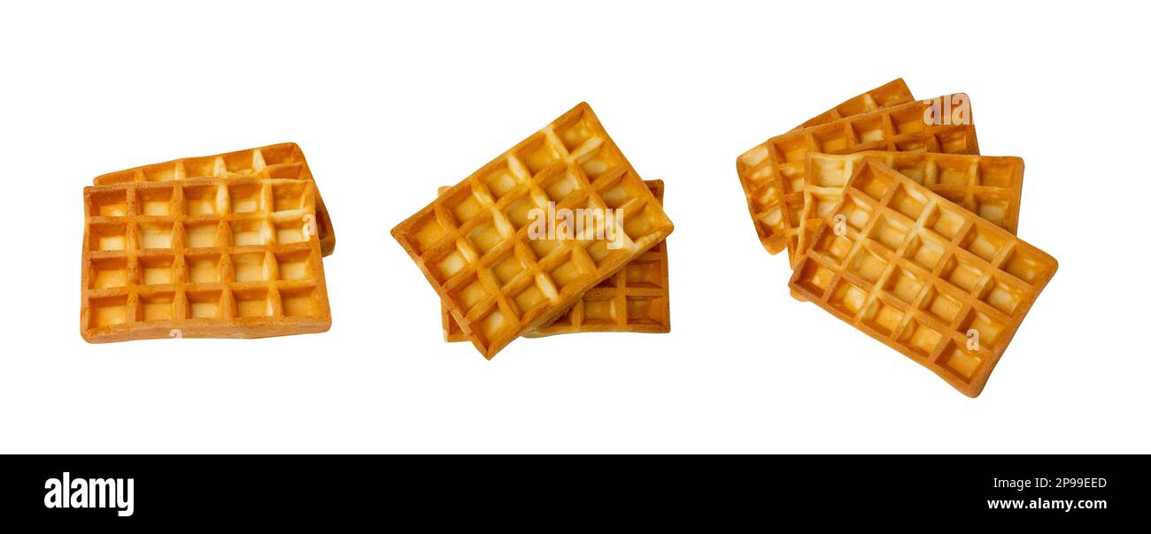 Belgian Waffle Isolated, Square Waffled Cookie, Soft Golden Belgium ...