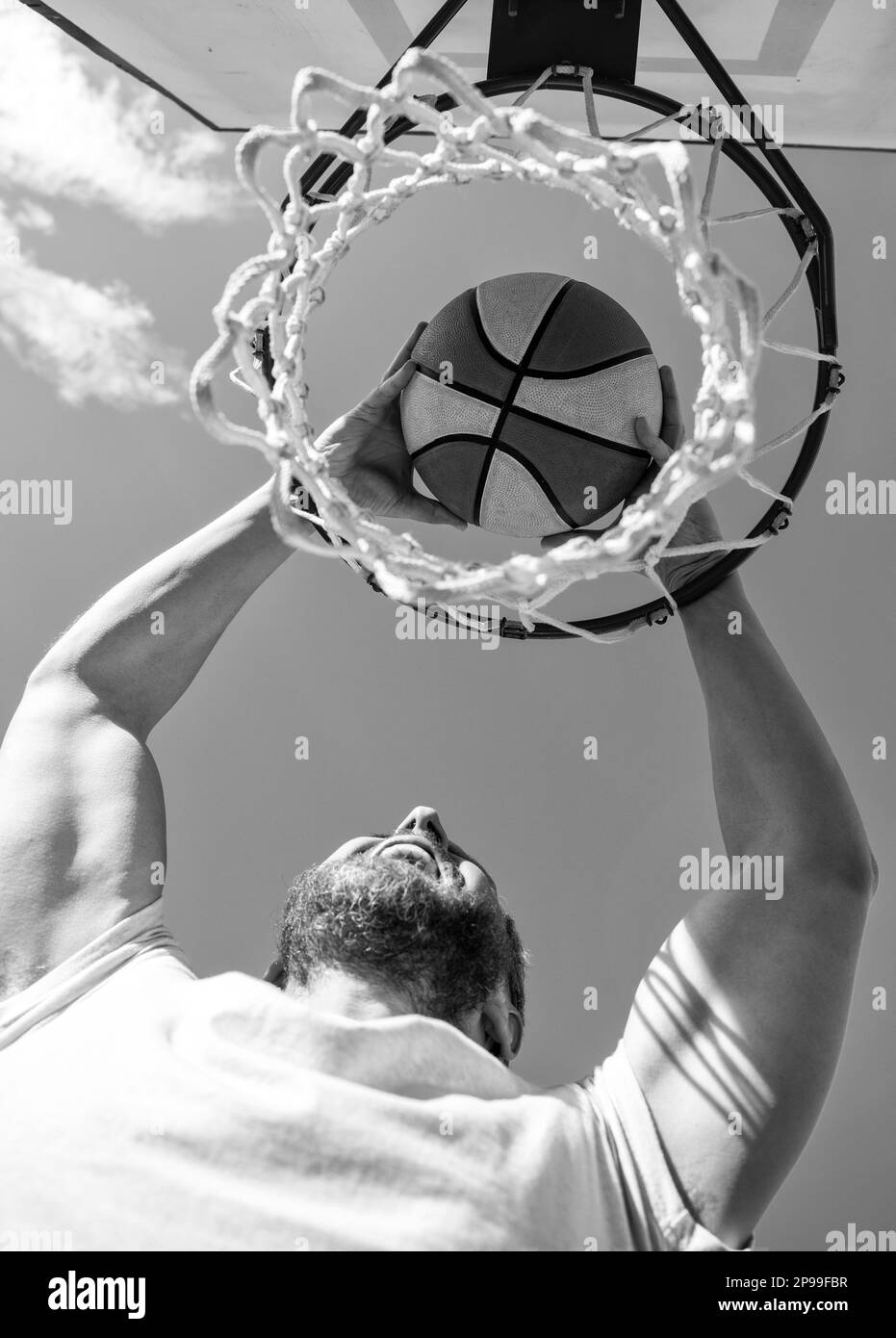 guy has sport motivation. sport and hobby. dunk in basket. slam dunk in ...