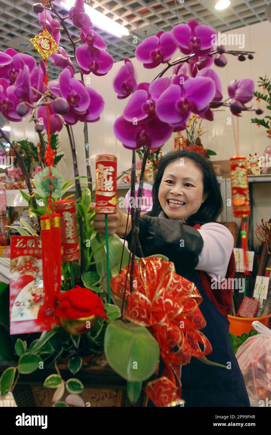 Lou Chun-han, a Taiwanese floricultural teacher, arrange for the ...