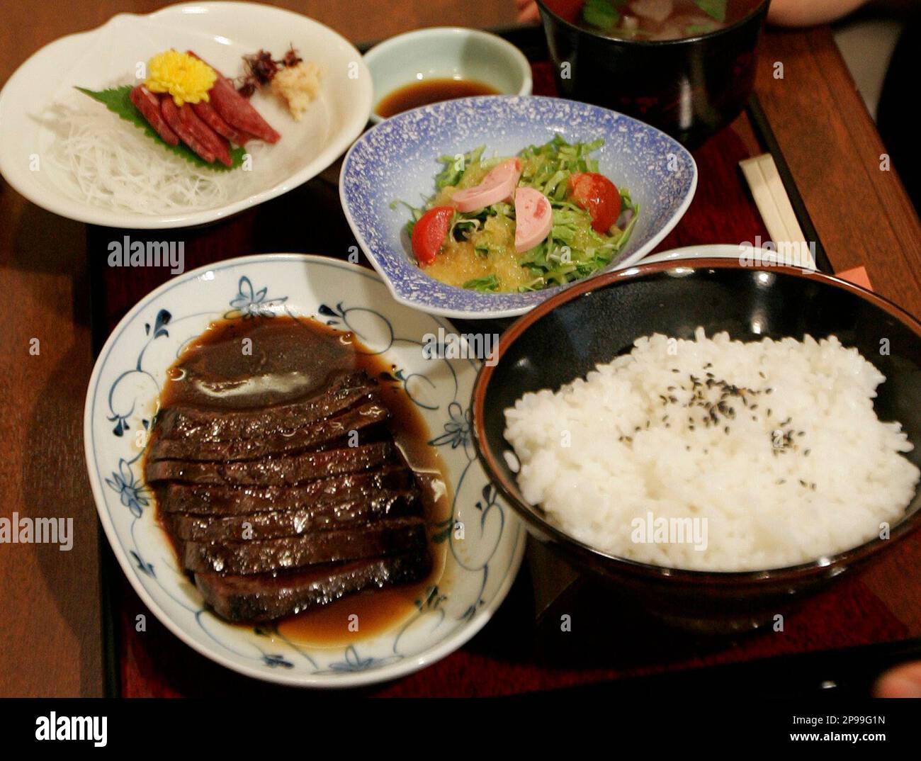 A whale meat lunch is served at a whale meat eatery in Tokyo in this ...