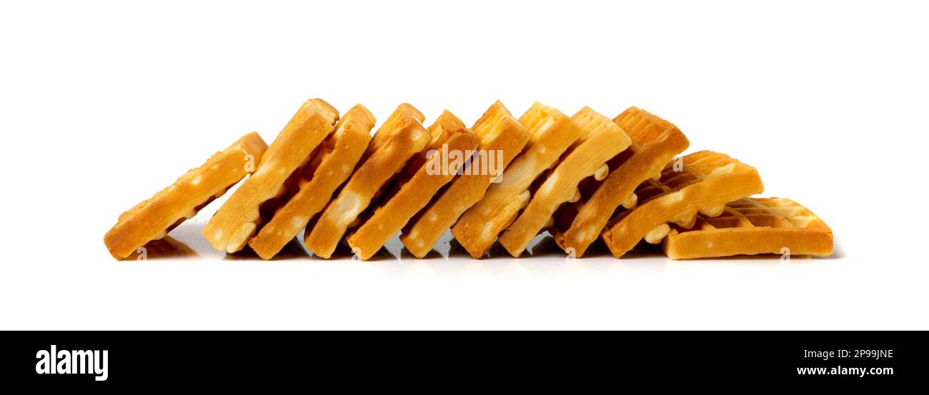Belgian Waffle Stack Isolated, Square Waffled Cookie, Soft Golden ...