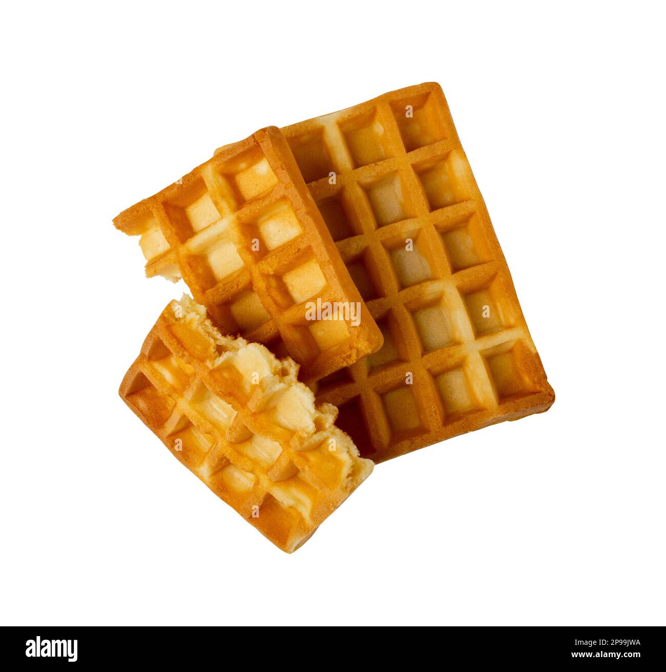 Broken Belgian Waffle Isolated, Square Waffled Cookie, Soft Golden ...