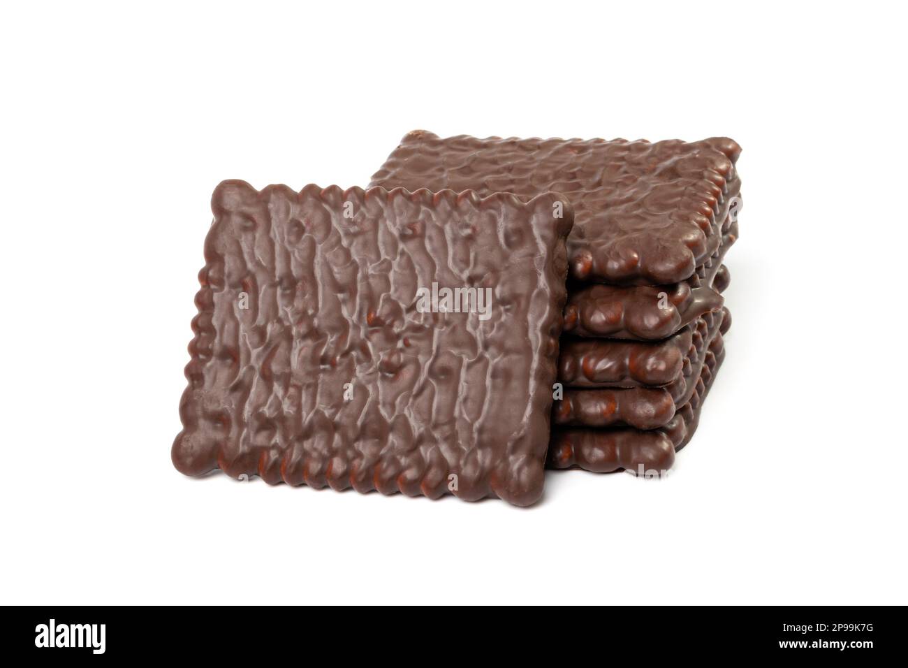 Biscuit Coated in Dark Chocolate Isolated, Square Cookies, Rectangular ...