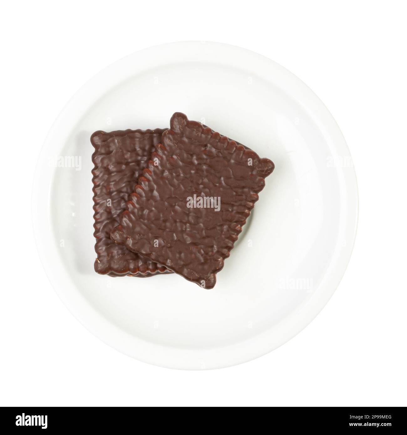 Chocolate Biscuit on Saucer Isolated, Black Quadratic Cookie, Dark Soft ...