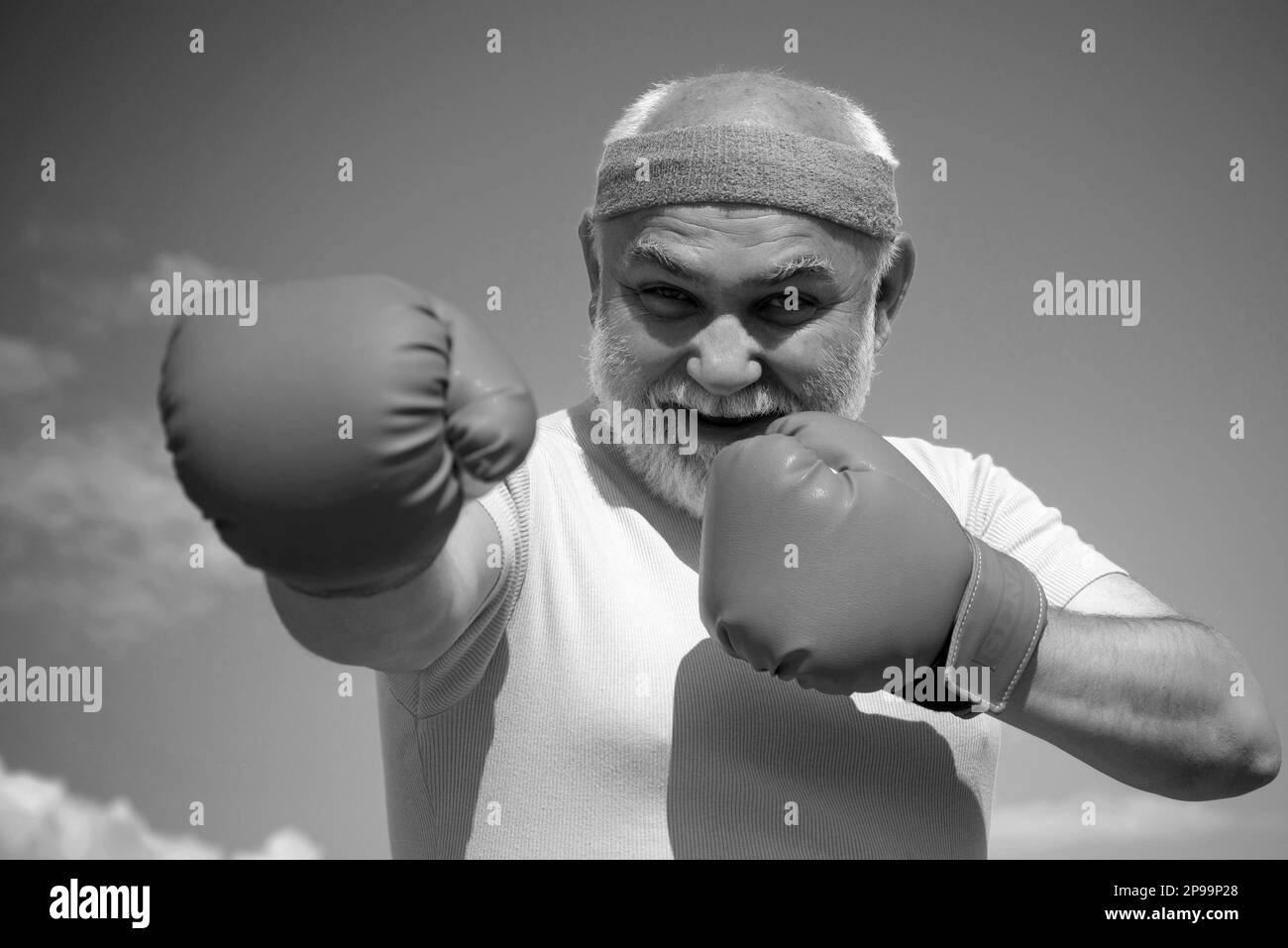 Old man in boxing pose Black and White Stock Photos & Images - Alamy