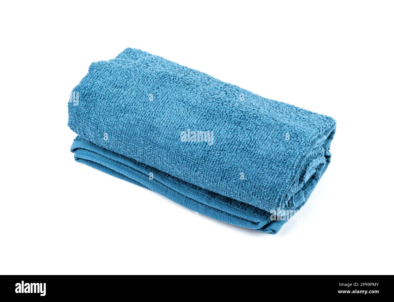 Rolled Blue Towel Isolated. New Terry Cotton Towel, Soft Washcloth on ...
