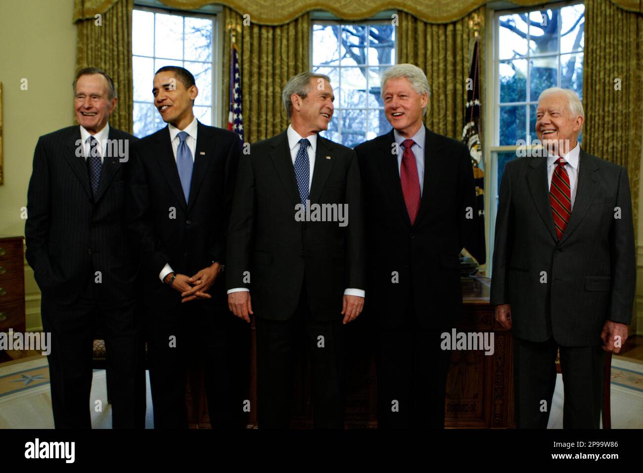President-elect Barack Obama is welcomed by President George W. Bush ...
