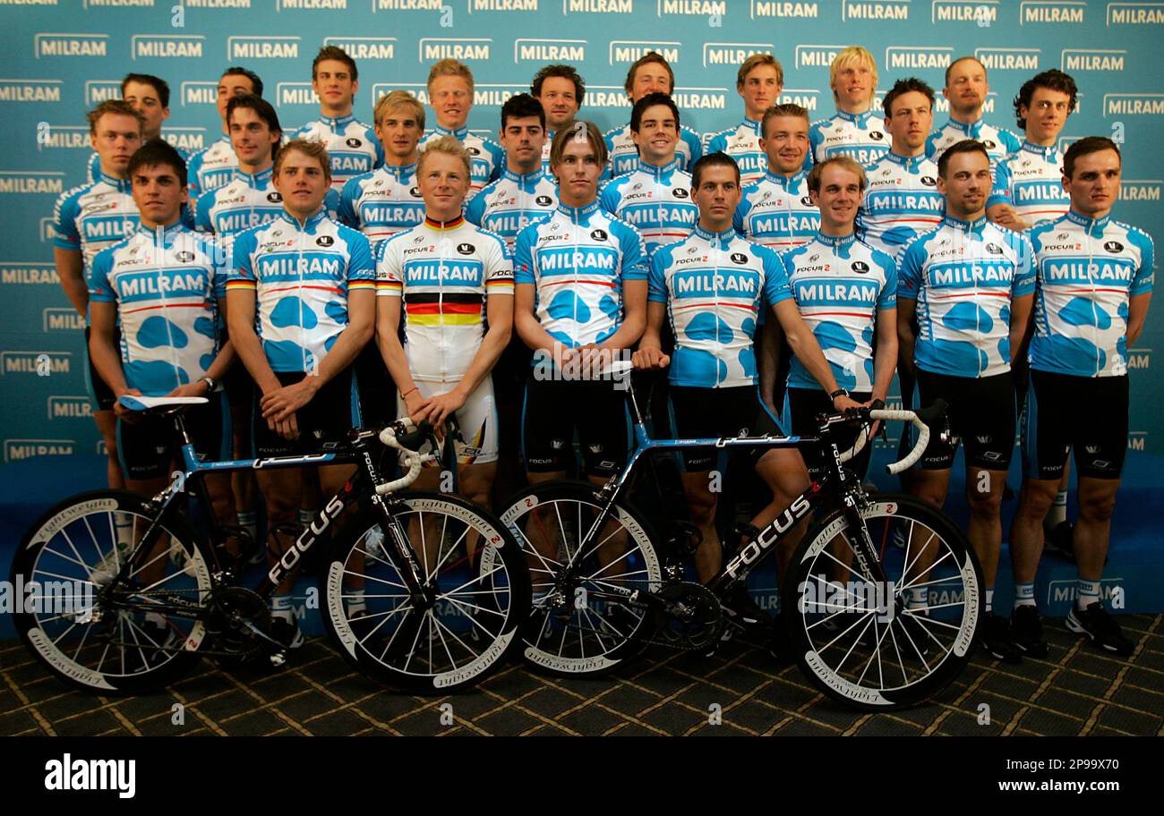 German cycling team Milram poses for photographers as a preview for the ...
