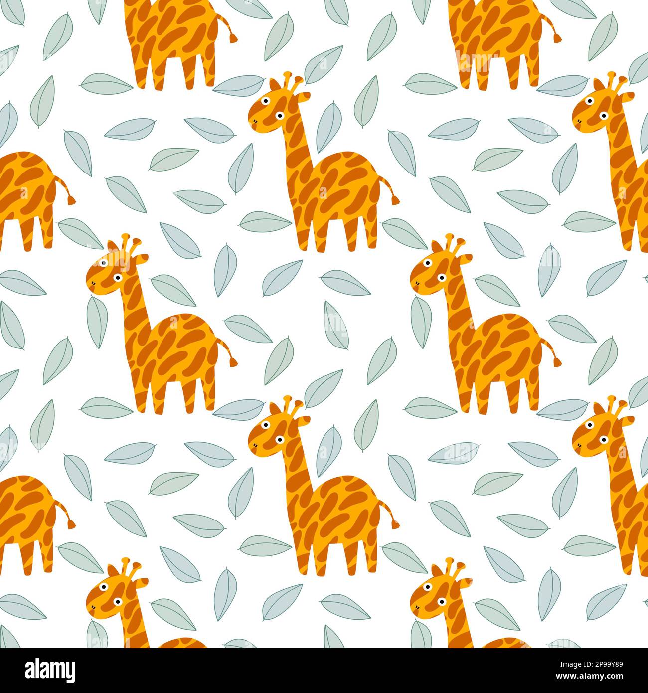 Cartoon summer animals seamless giraffes pattern for wrapping paper and ...