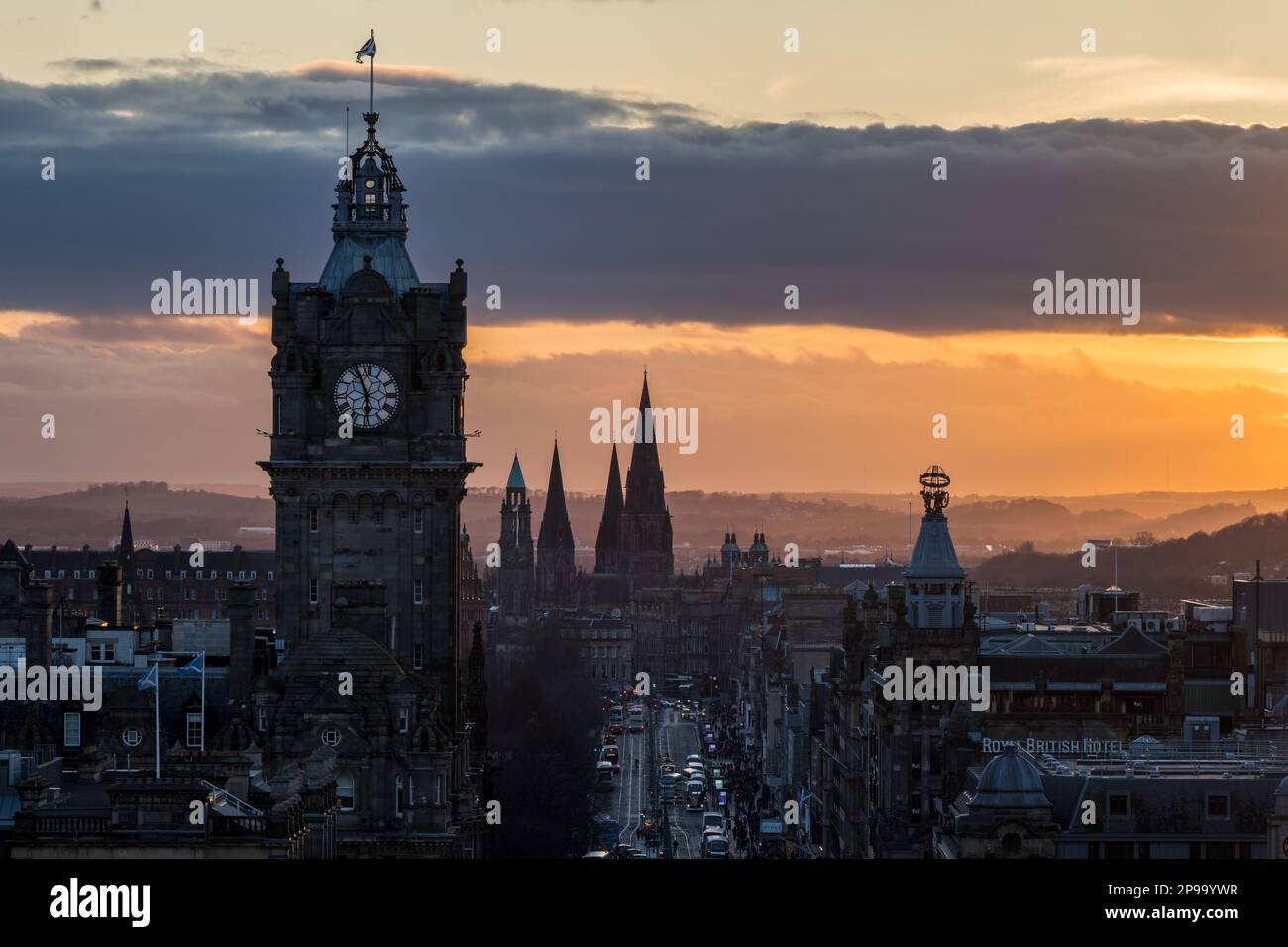 Edinburgh, Scotland, UK, 10th March 2023. UK Weather: sunset over city ...