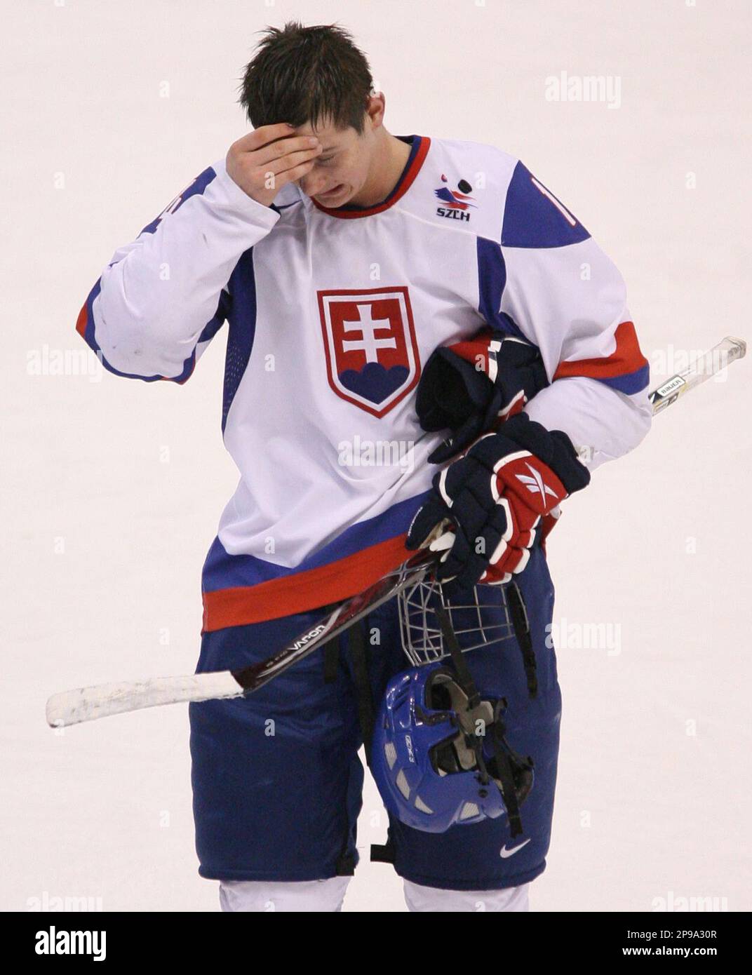Team Slovakia's Tomas Tatar reacts after losing 5-2 to Team Russia in ...