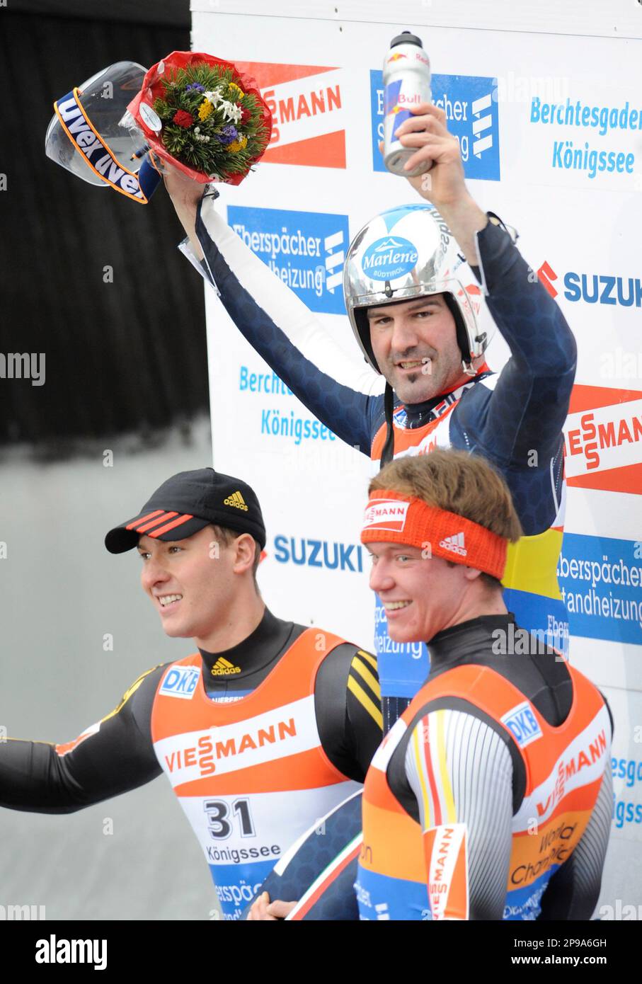 Second placer David Moeller, from Germany, winner Armin Zoeggeler from ...