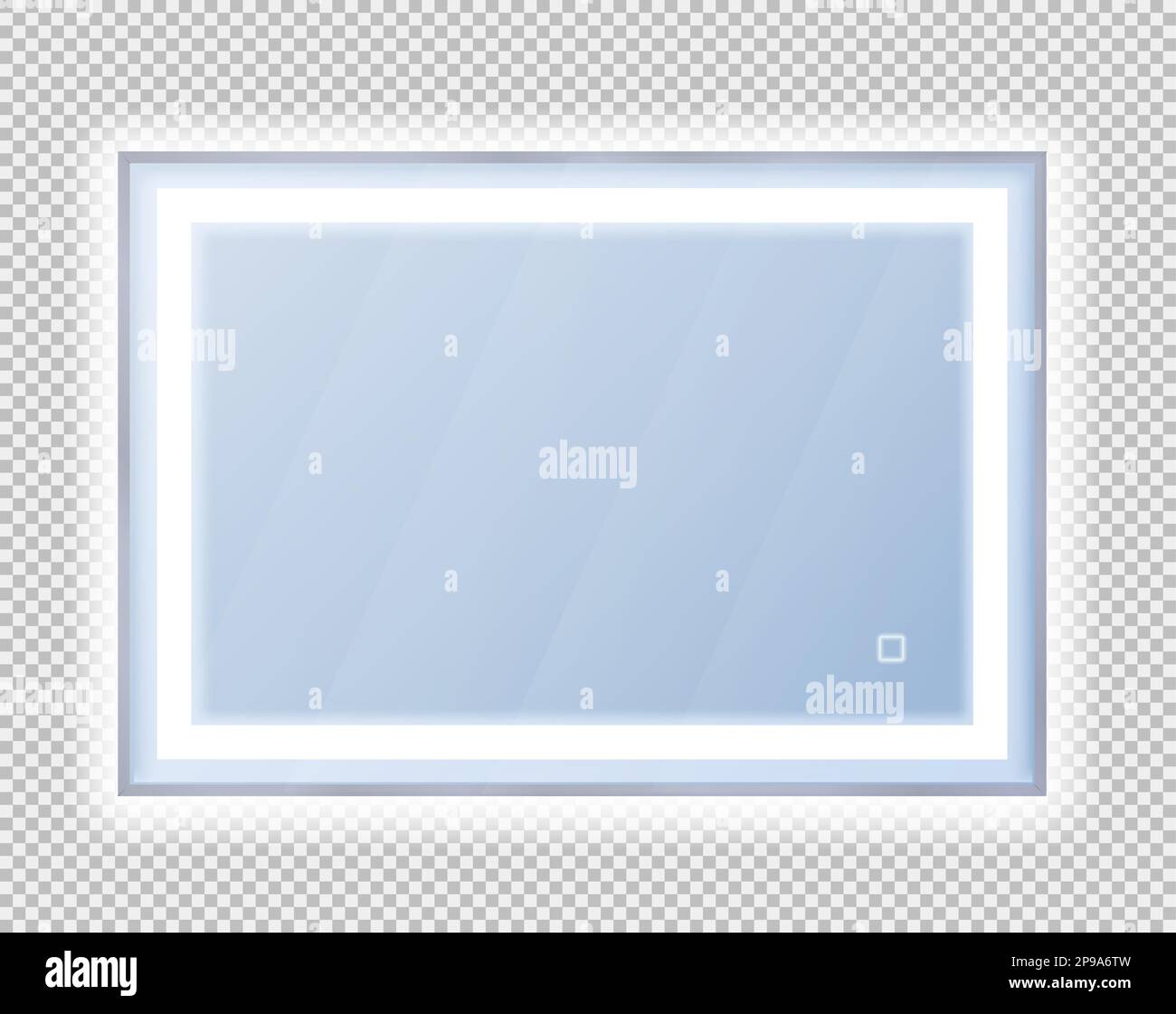 Wall Mounted LED mirror with outer glow and transparent background ...