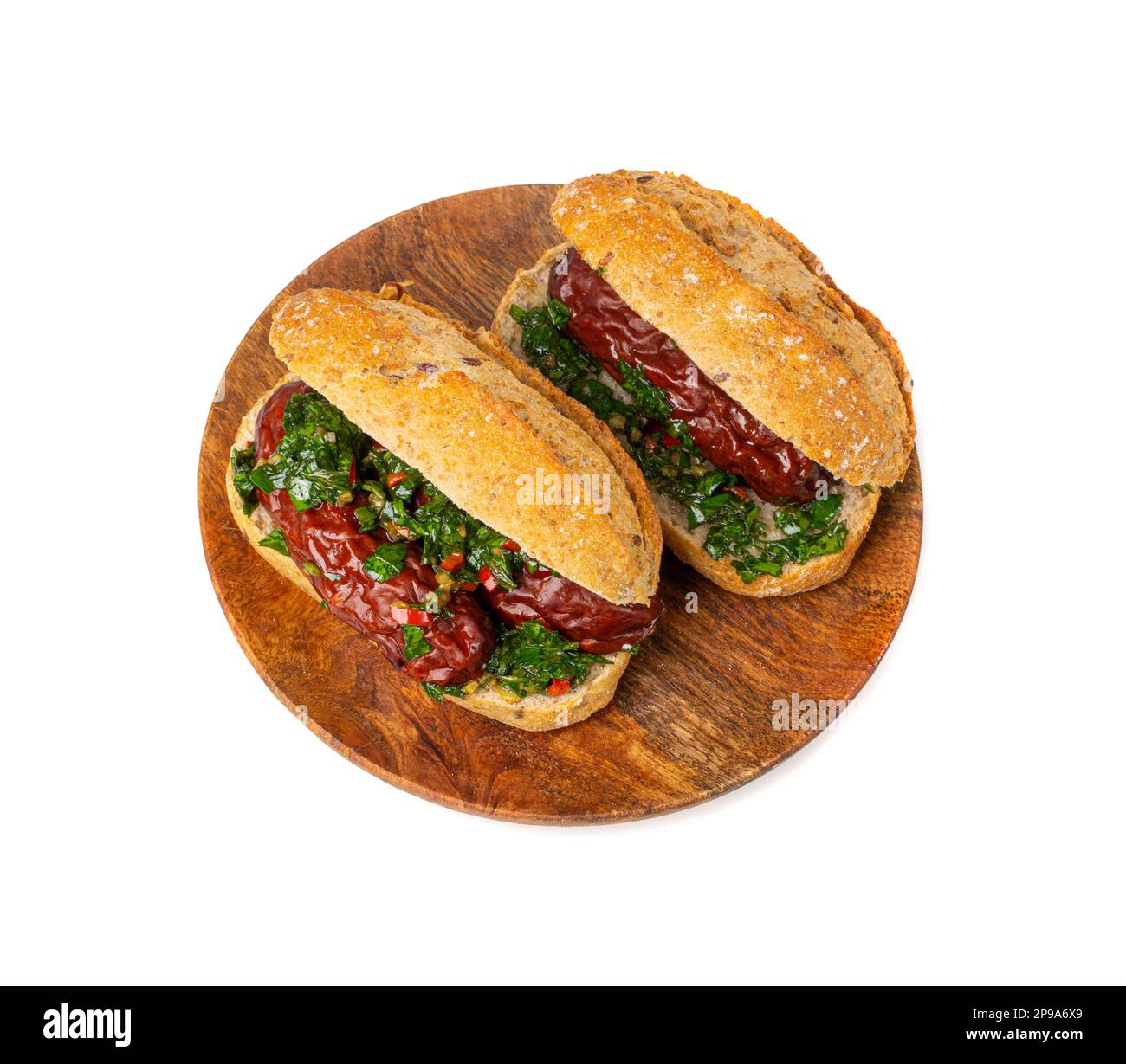 Choripan Sausage Sandwich Isolated, Traditional Chimichurri Bread with ...