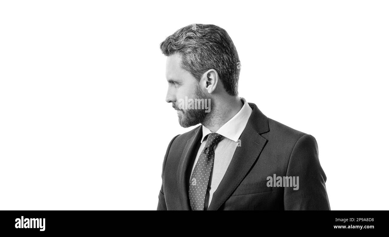 Professional man profile portrait in business formawear isolated on ...