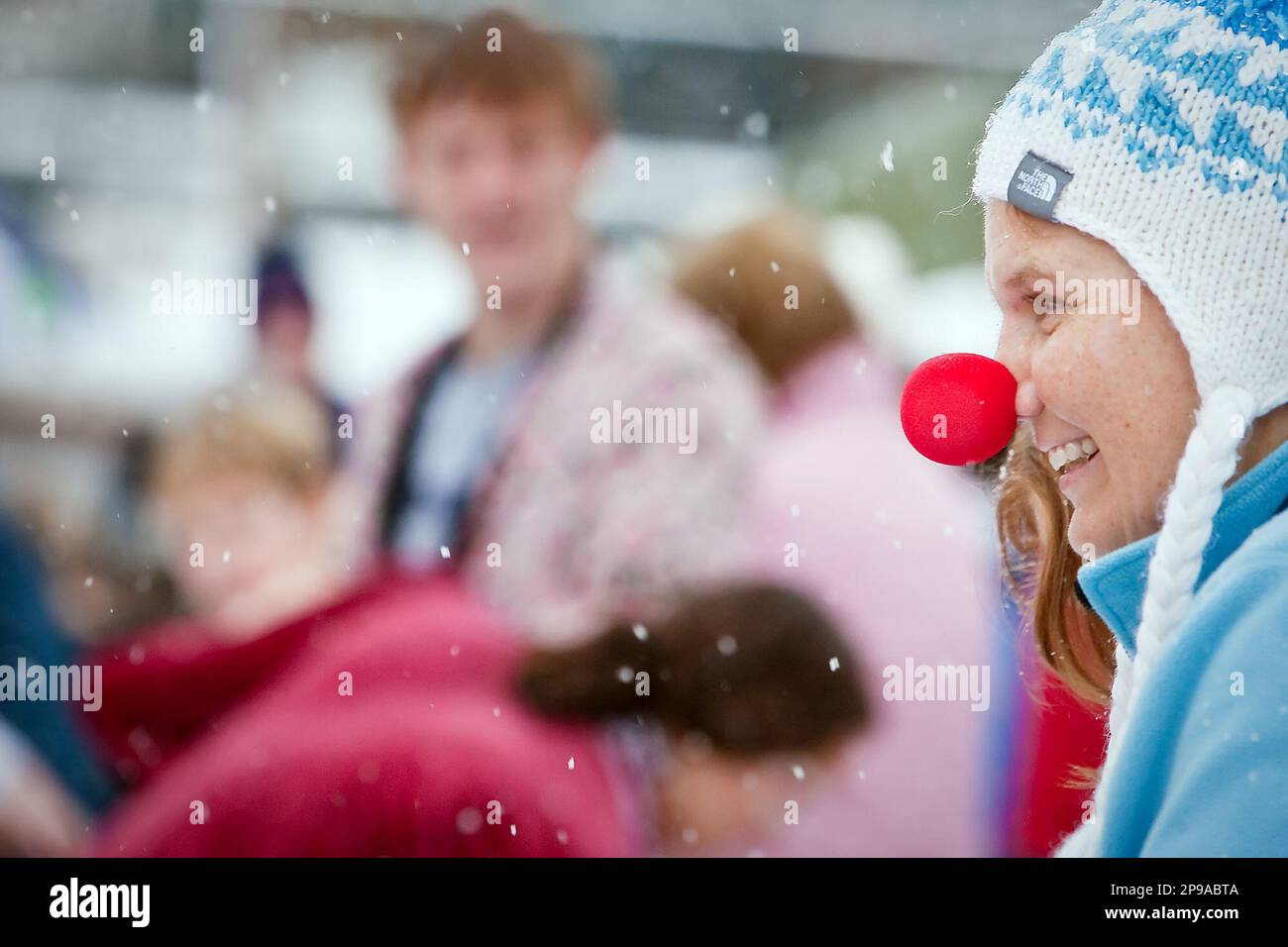 Renae Bopray uses a clown nose for warmth and comic relief before ...