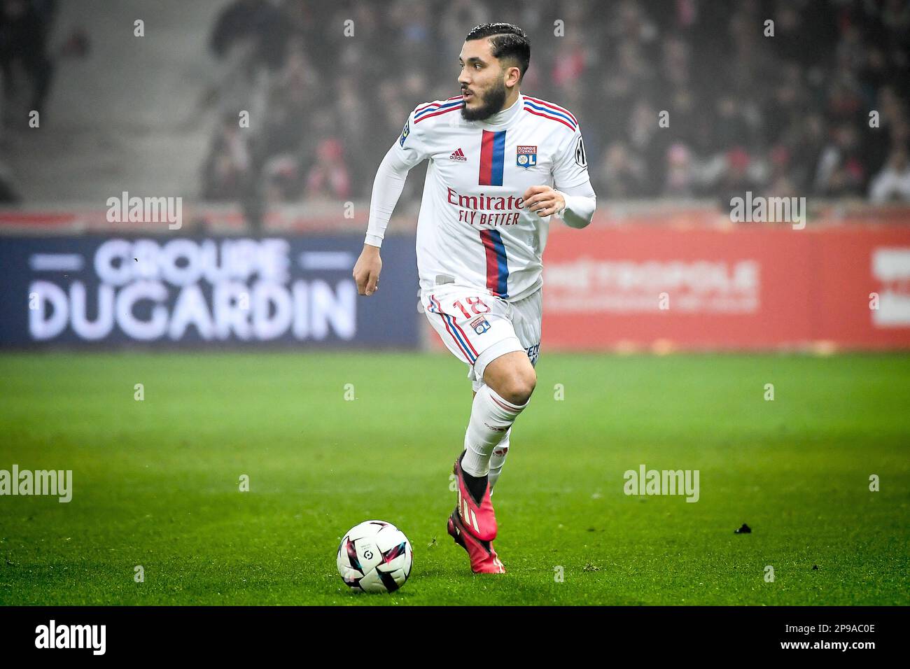 Rayan CHERKI of Lyon during the French championship Ligue 1 football match between LOSC Lille ...