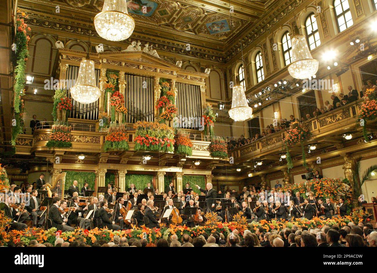 Overview of the golden hall at Vienna's Musikverein during the ...