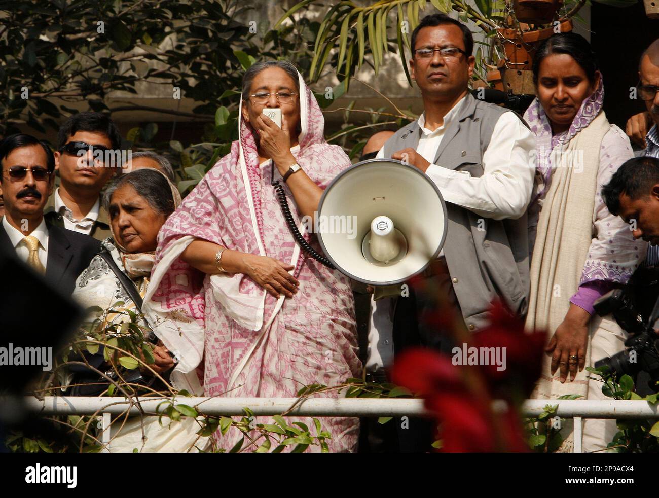 Awami League party President Sheikh Hasina addresses her supporters who ...