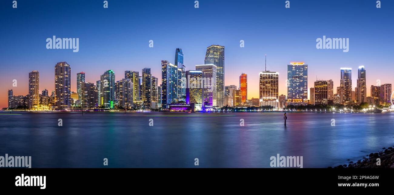 Dusk downtown miami drone aerial hi-res stock photography and images ...