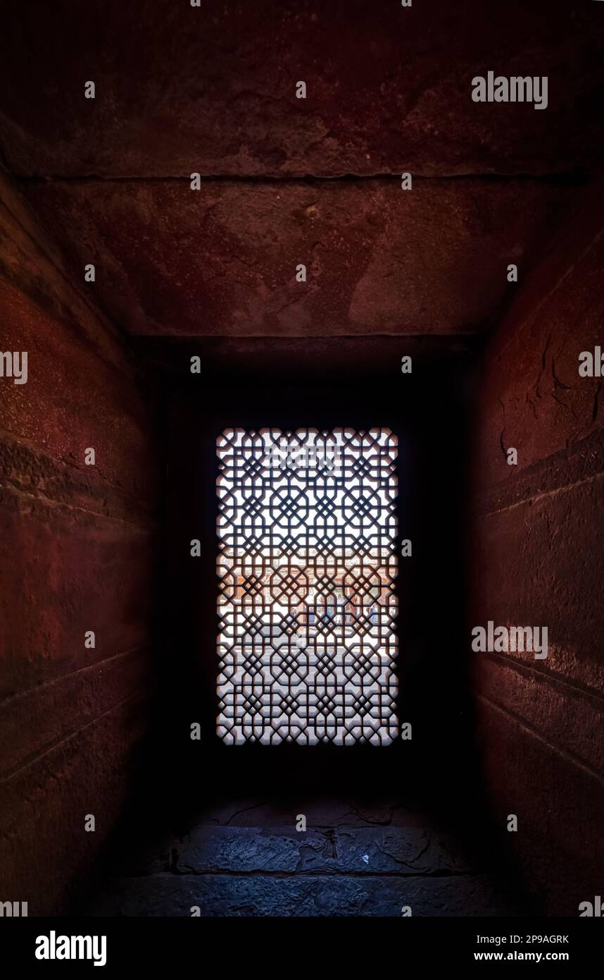 Window at Panch Mahal historical place in Uttar Pradesh India Stock ...