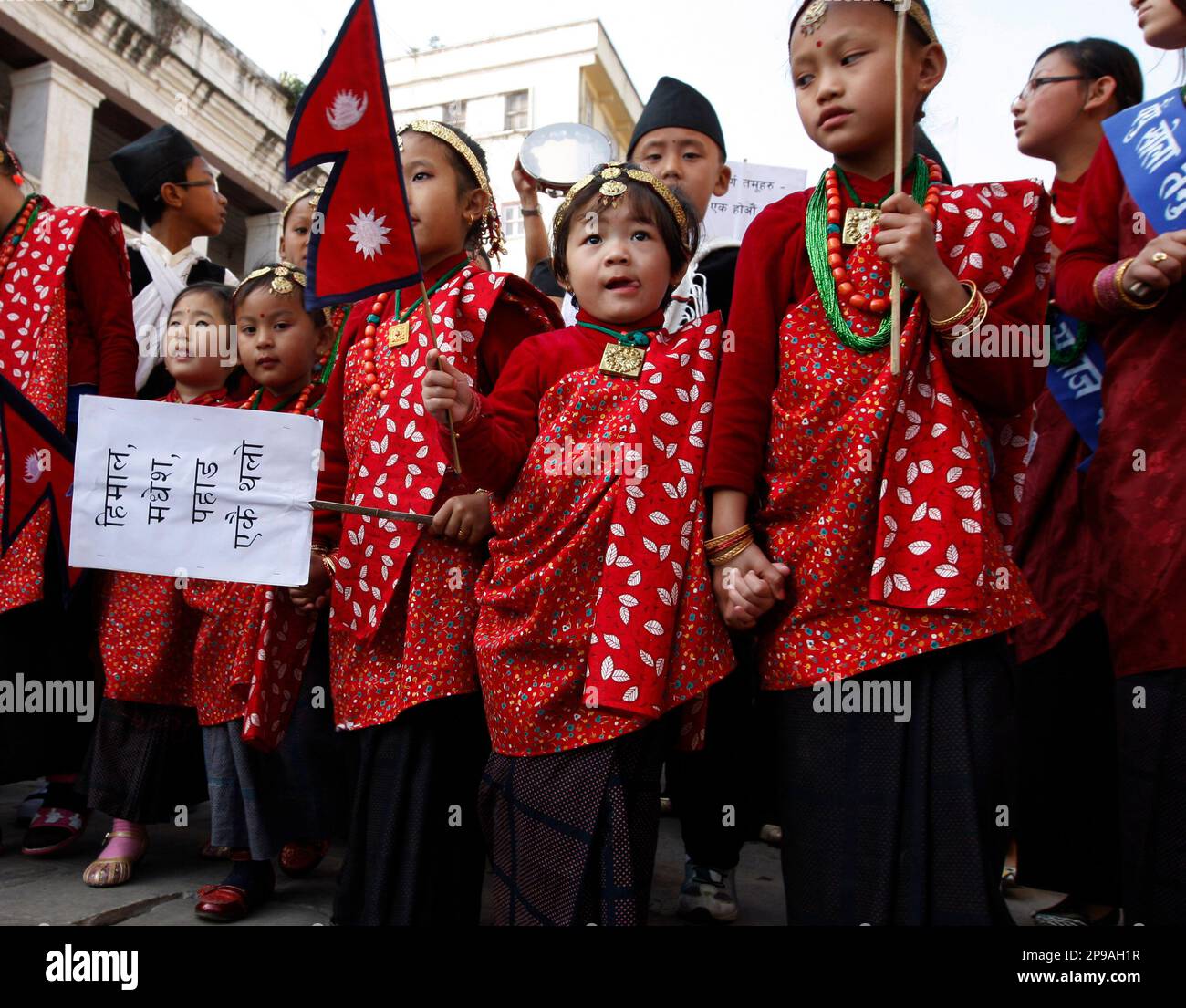 Nepalese Gurung community children wear traditional attire and ...