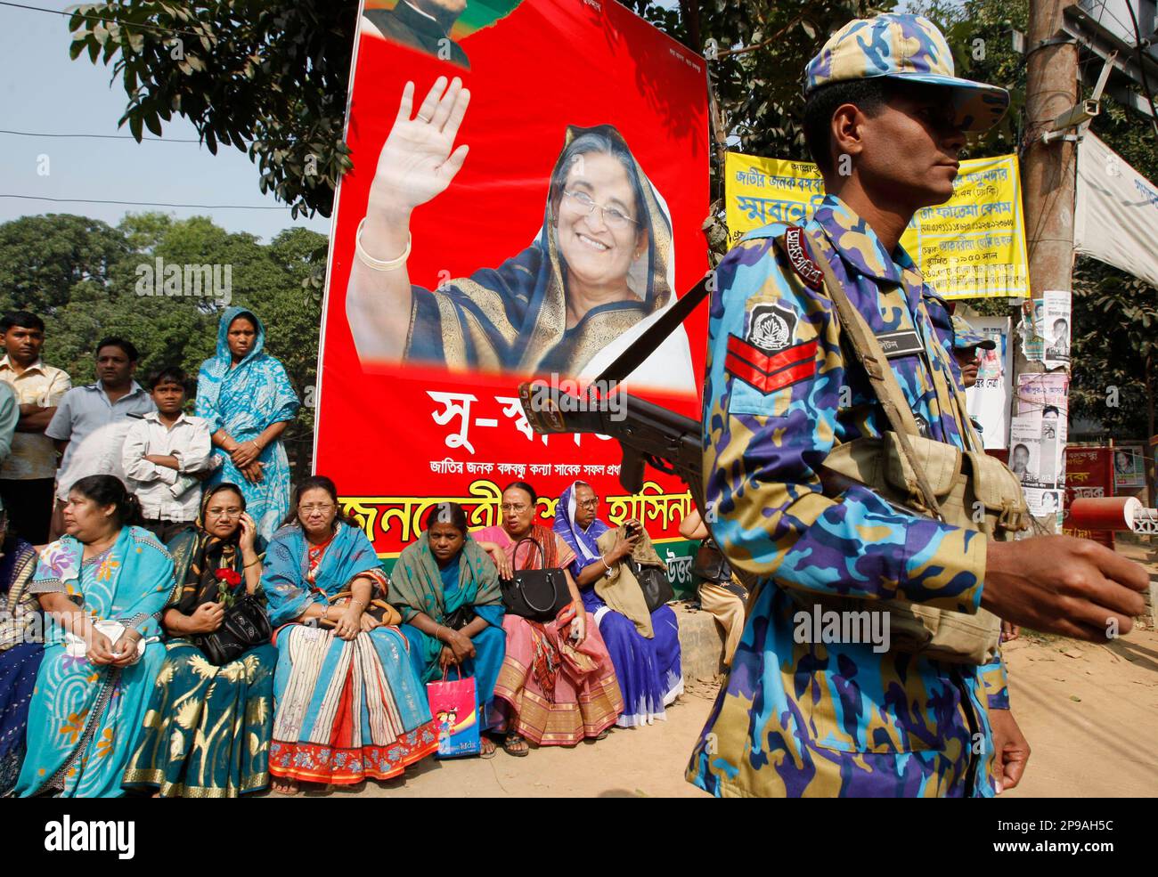 Supporter of Awami League party wait to congratulate party President ...