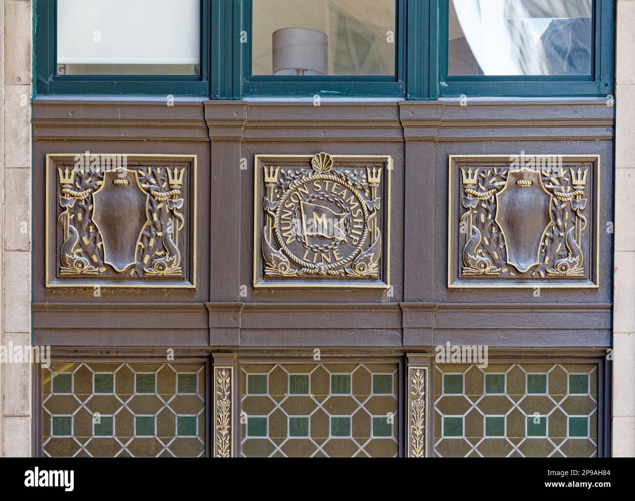 NYC Financial District: Panel detail. Munson Building is a landmark ...