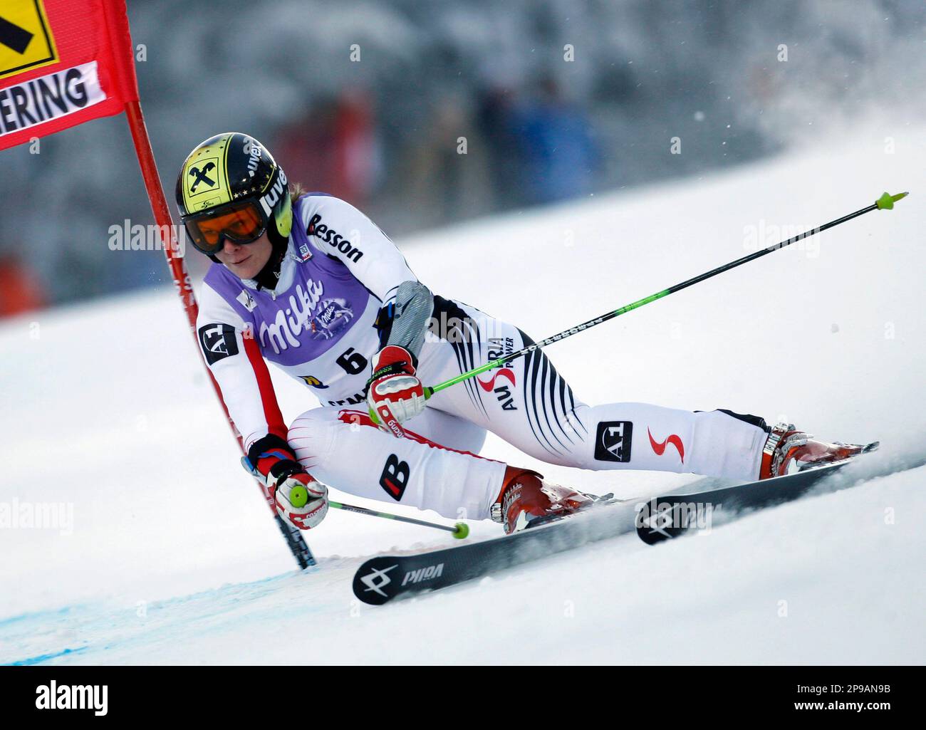 Austria's Nicole Hosp competes in the first run of an alpine ski, Women ...