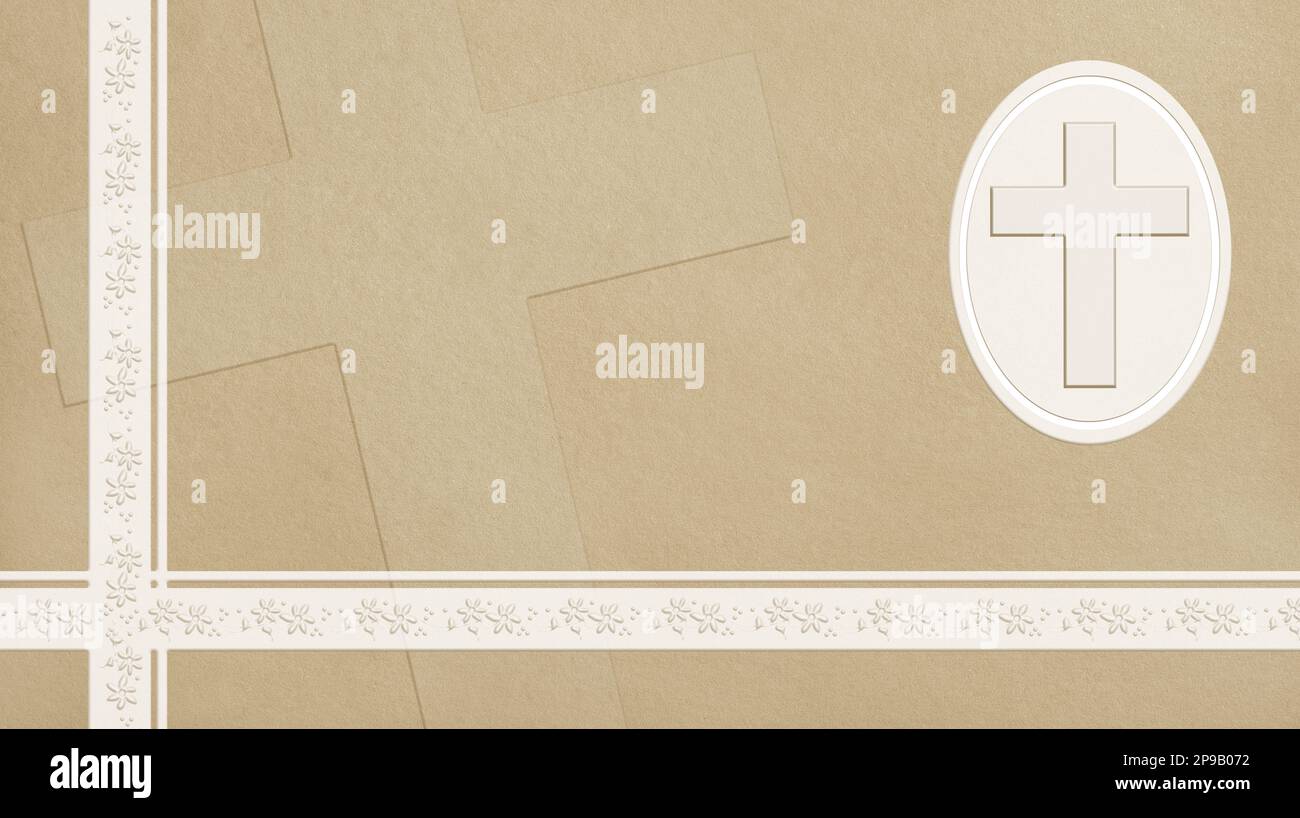 Christian background with cross engraving and textured brown envelope ...