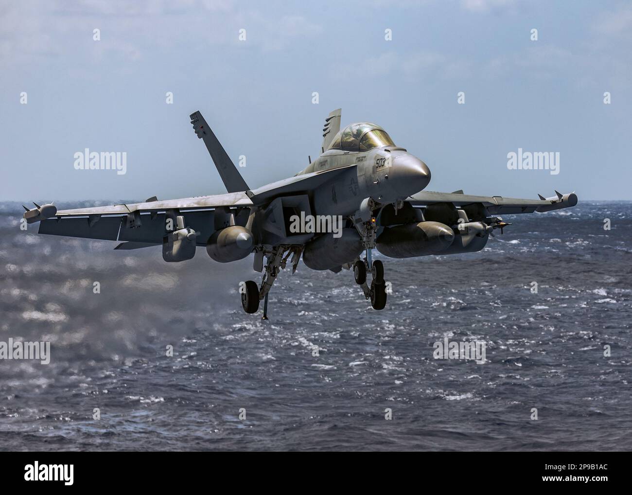 An E/A-18G Growler, attached to the "Gray Wolves" of Electronic Attack ...