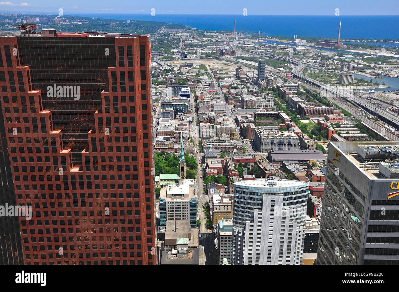 Bird's-eye view of Toronto from Bay Street looking east. Aerial view ...