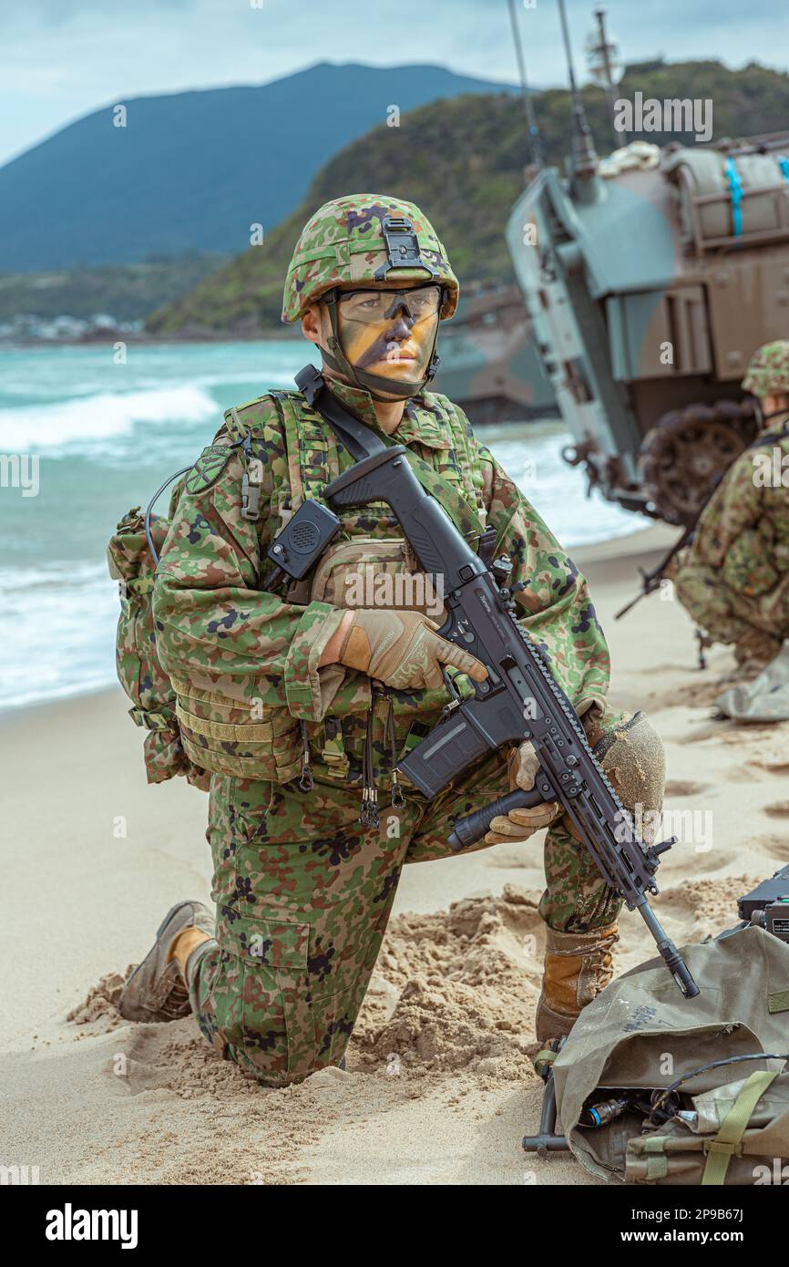 A soldier with the 1st Amphibious Rapid Deployment Regiment, Japan ...