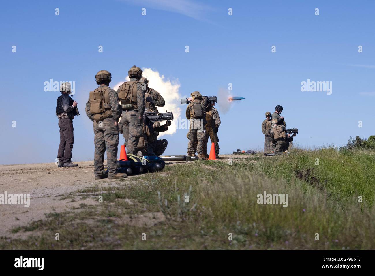 U.S. Marines with 1st Marine Division fire the M3E1 multipurpose anti ...