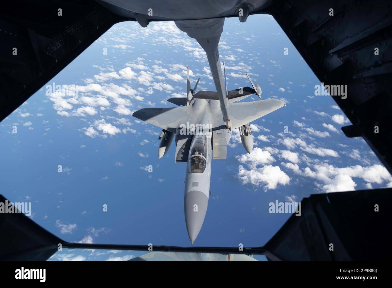 A U.S. Air Force F-15C aircraft assigned to Kadena Air Base, Japan ...