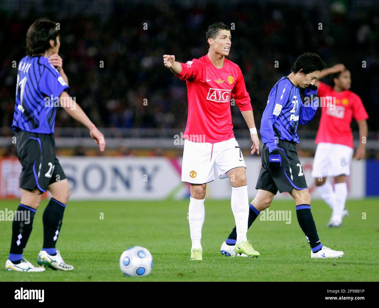 Cristiano Ronaldo of England's Manchester United reacts against a play ...