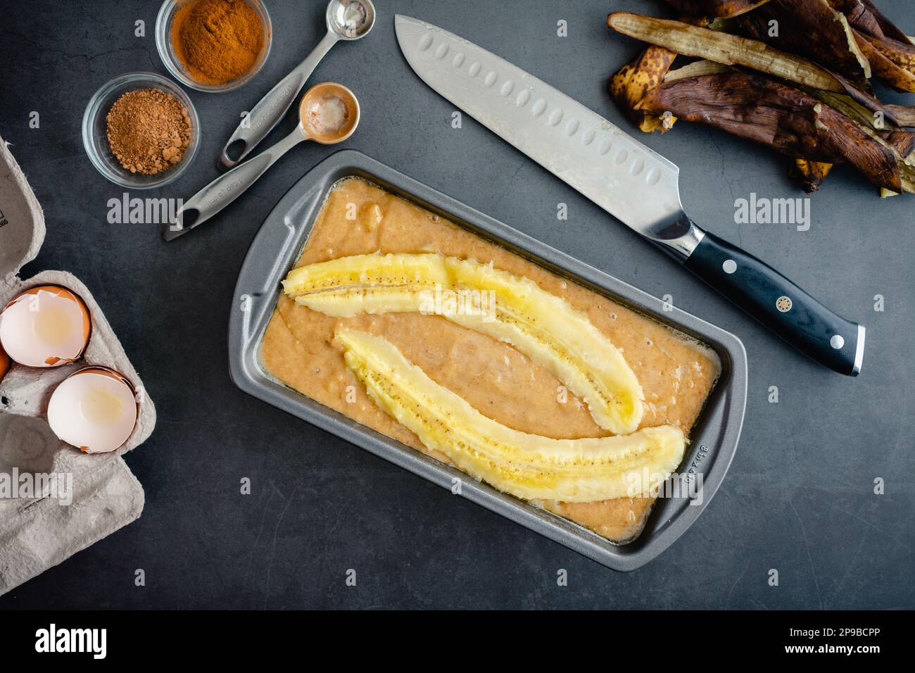 Banana Bread Batter in a Loaf Pan and Ready to Bake: Unbaked batter in ... Banana Bread Batter in a Loaf Pan and Ready to Bake: Unbaked batter in ...