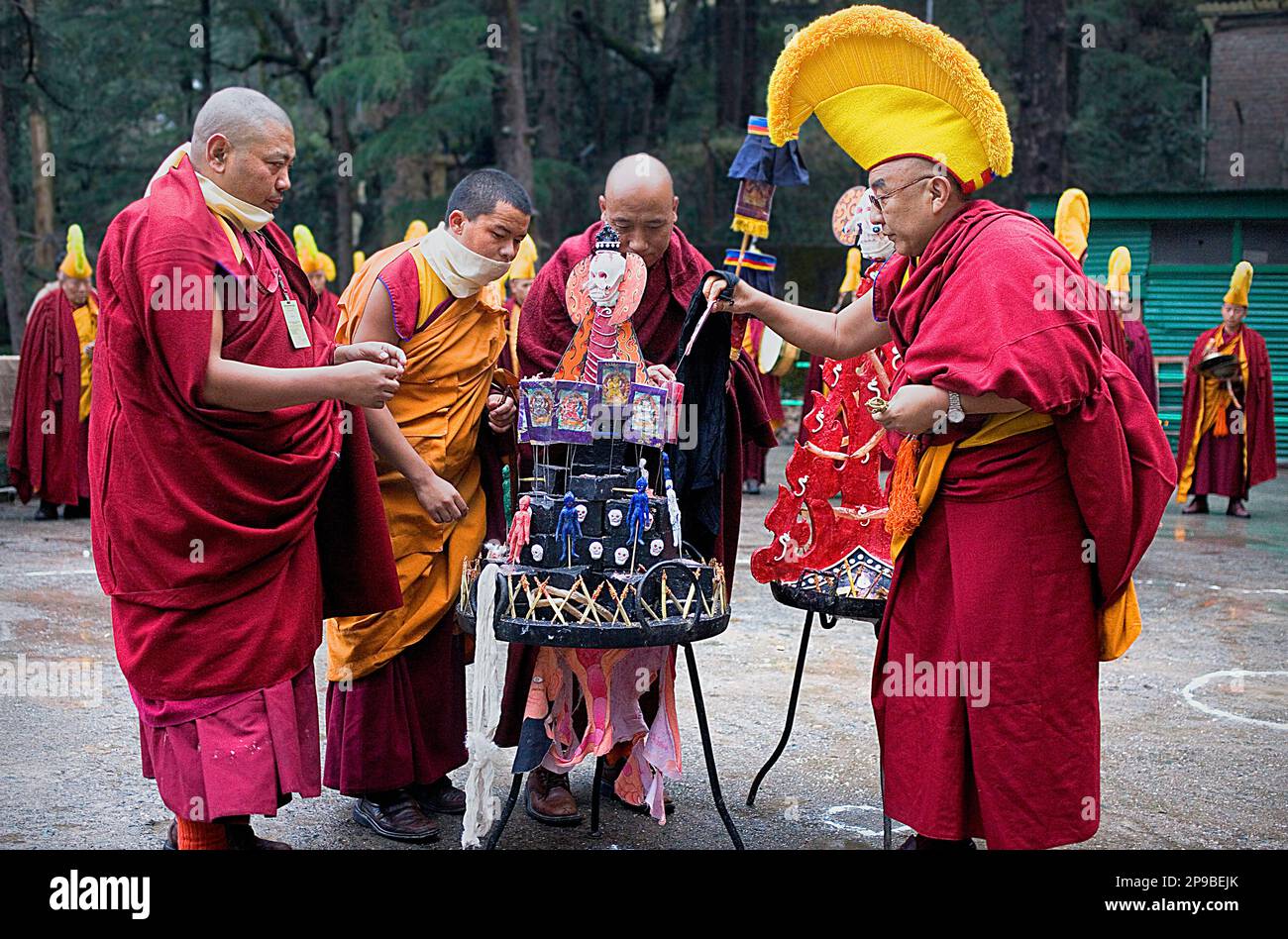 Ritual to burning evil at Losar new year, in Namgyal Monastery,in ...