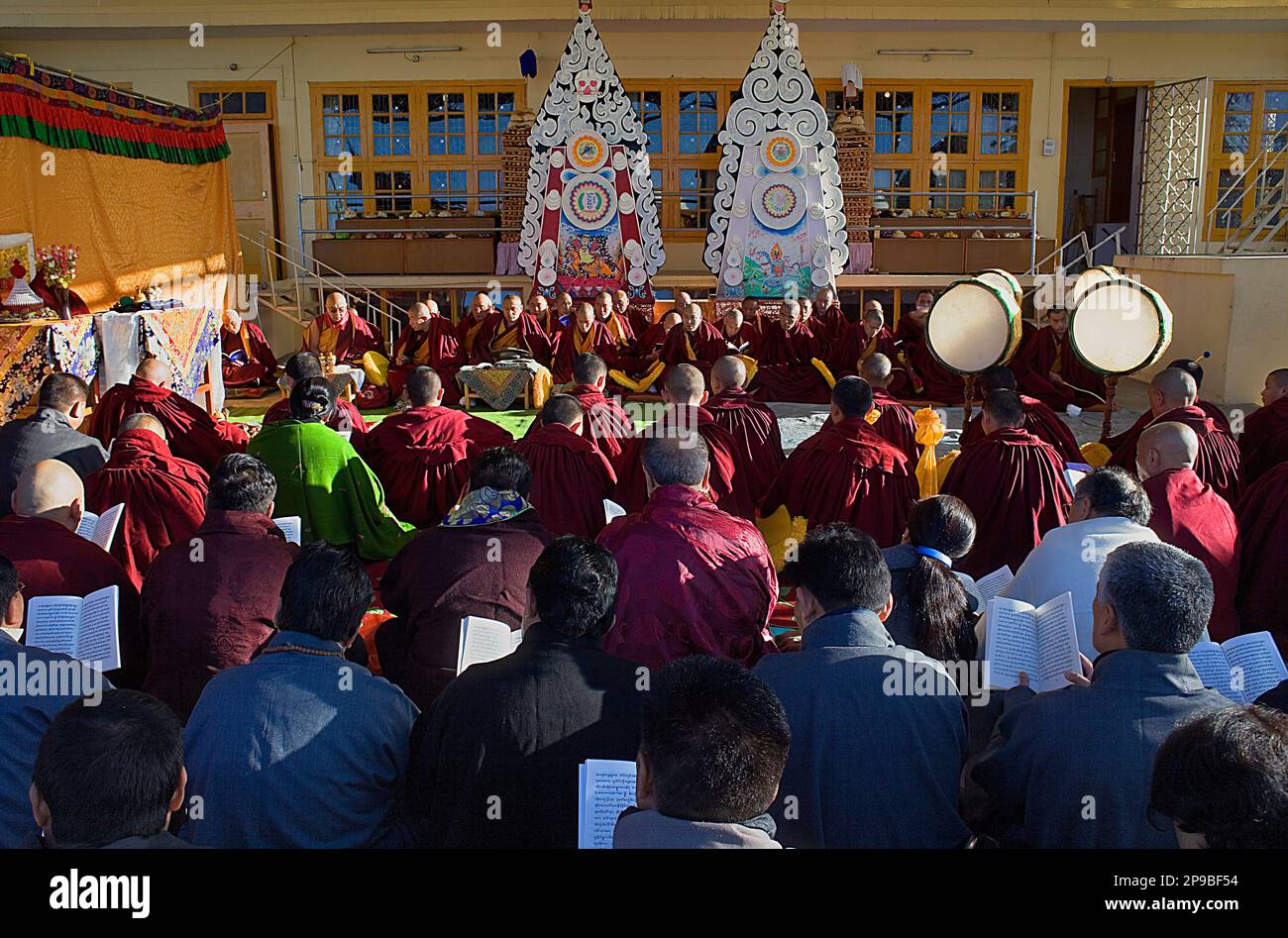 Puja,Monks praying during Losar new year, in Namgyal Monastery,in ...