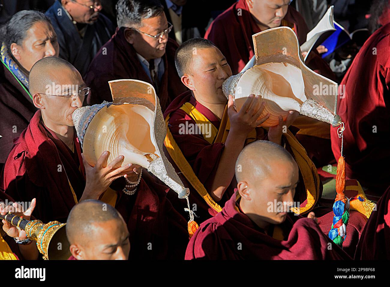 Puja,Monks praying during Losar new year, in Namgyal Monastery,in ...