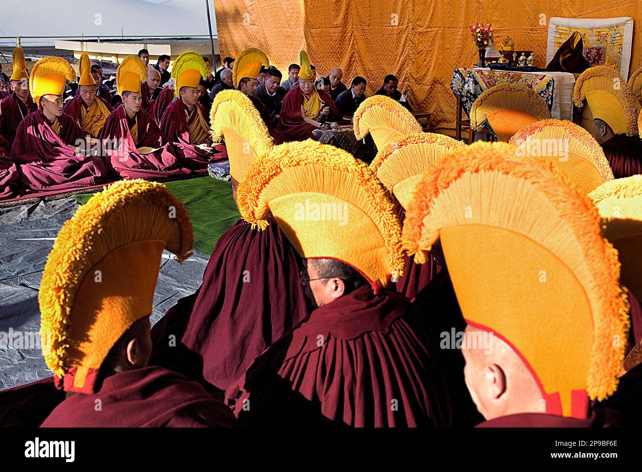 Puja,Monks praying during Losar new year, in Namgyal Monastery,in ...