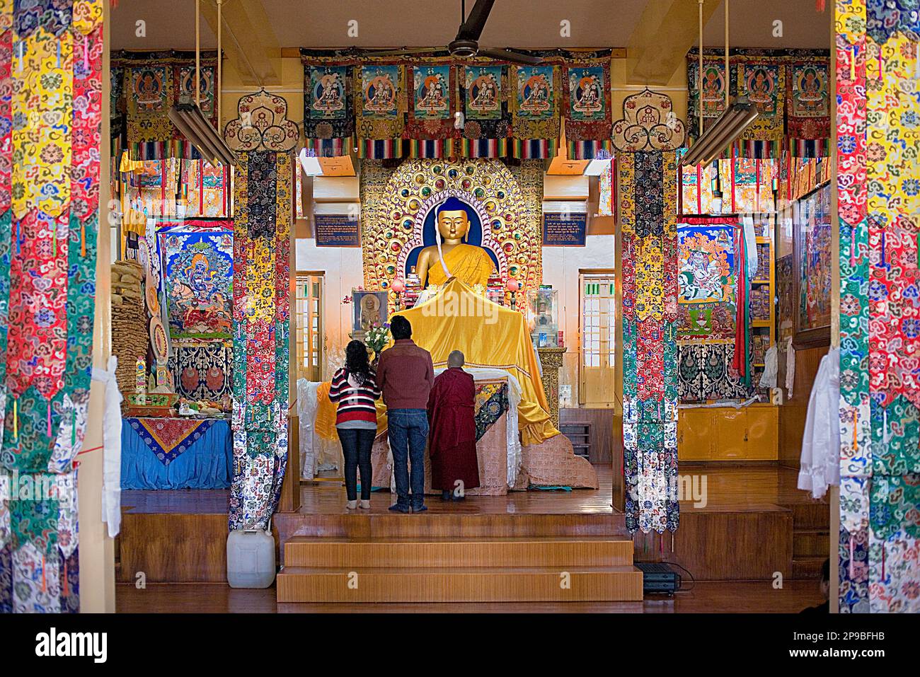 Praying, in Namgyal Monastery,in Tsuglagkhang complex. McLeod Ganj ...