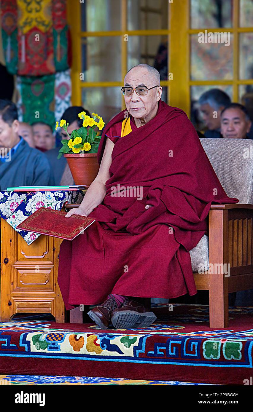 His holiness the Dalai Lama, in Namgyal Monastery,in Tsuglagkhang ...