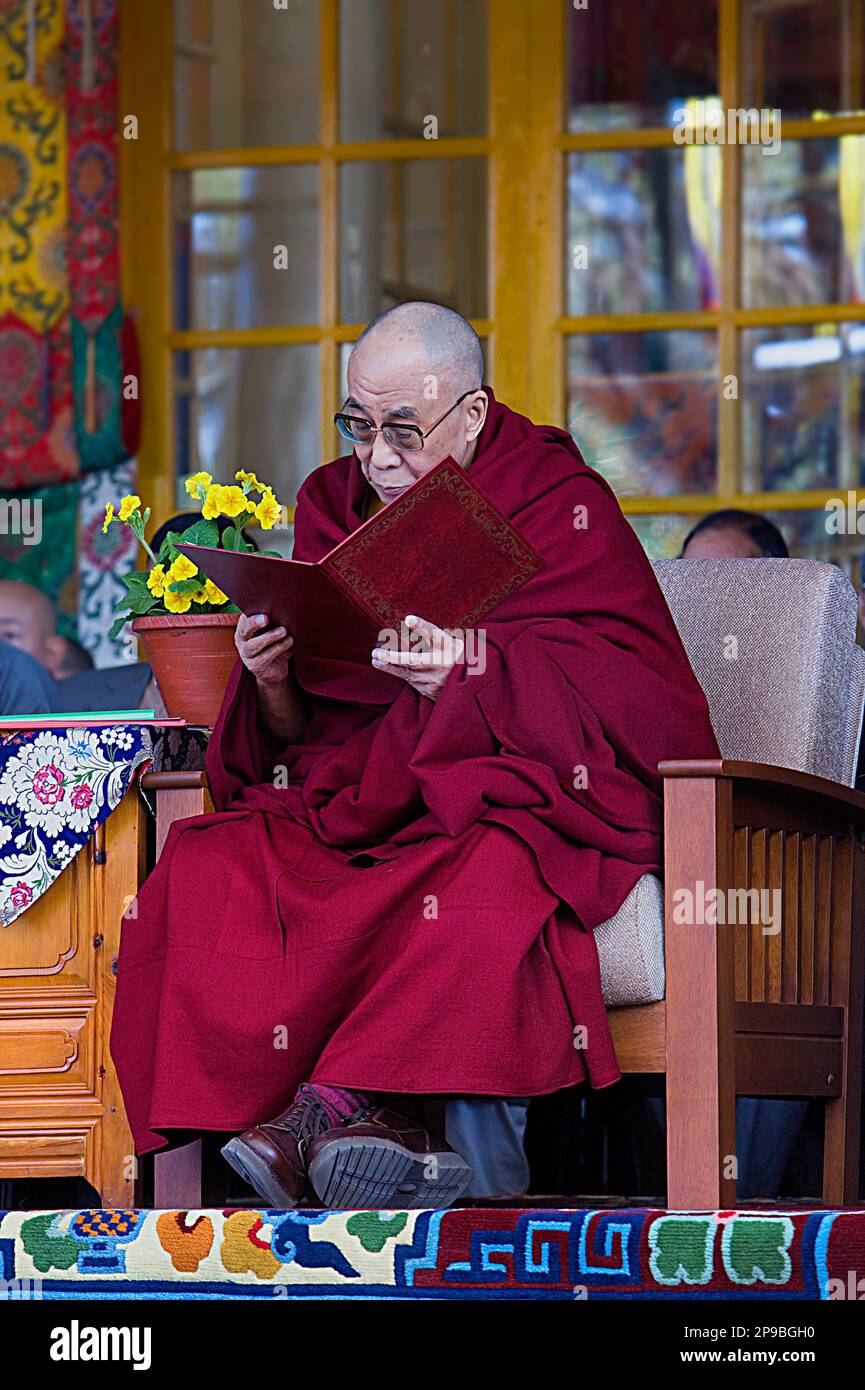 His holiness the Dalai Lama, in Namgyal Monastery,in Tsuglagkhang ...